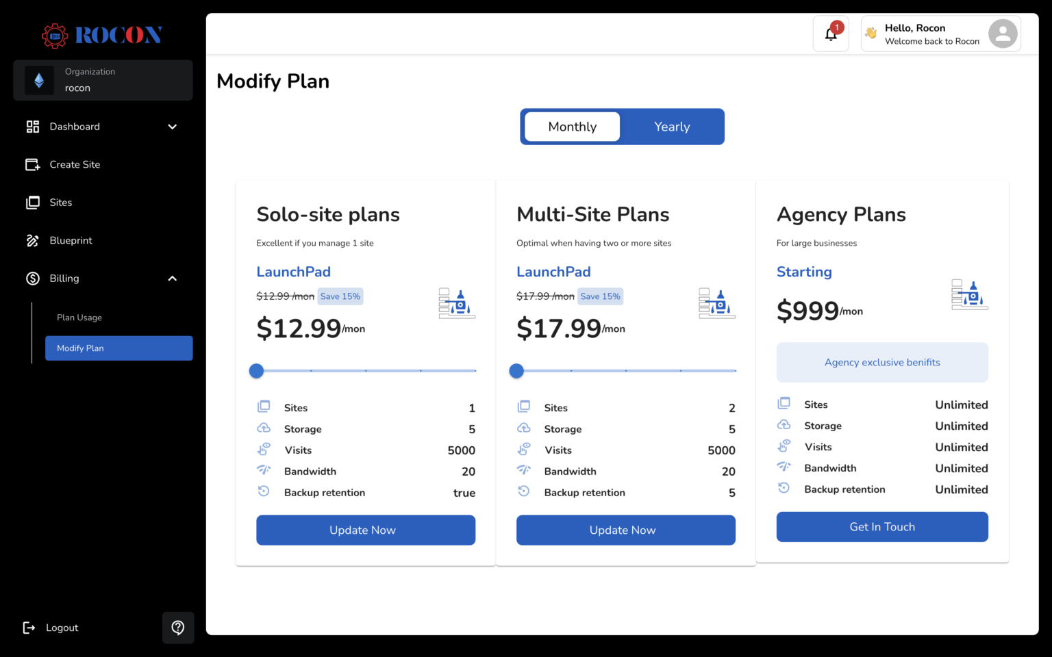 Upgrading/Downgrading a plan